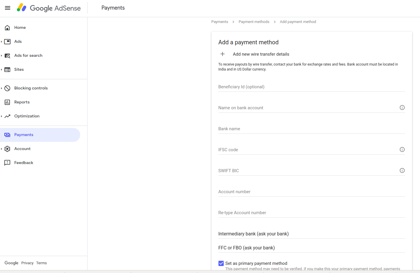 How to add Payment Method for Google Adsense Account ? - Lynxbee – Linux, Embedded, Android ...